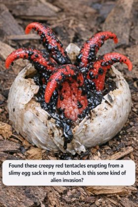 Found Creepy Red Tentacles Coming Out of a Slimy Egg in Your Mulch? It ...